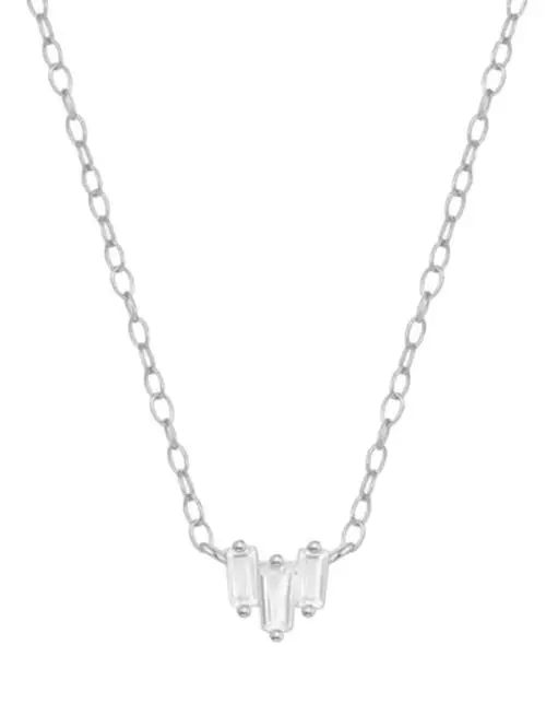 HOLLYWOOD SENSATION Starling Necklace With Emerald Cut Cubic Zirconia - Silver