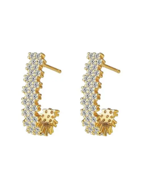 HOLLYWOOD SENSATION Elara Cubic Zirconia J Hoop Earrings - Gold