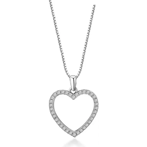 HOLLYWOOD SENSATION Crystal Heart Necklace - Silver