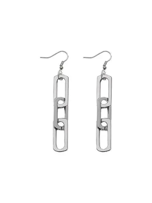 HOLLYWOOD SENSATION Link Dangle Earrings - Silver