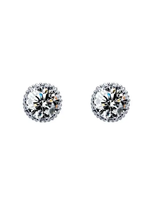 HOLLYWOOD SENSATION One Carat Cubic Zirconia Stud Earrings - Silver