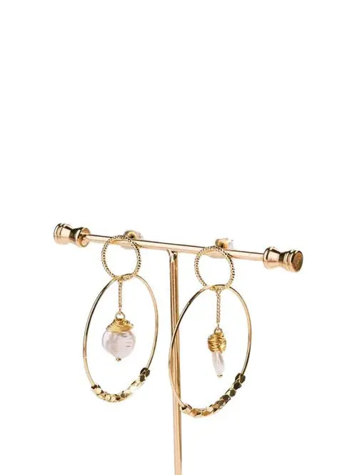 DLORIA Hollywood Sensation Pearl Hoop Earrings