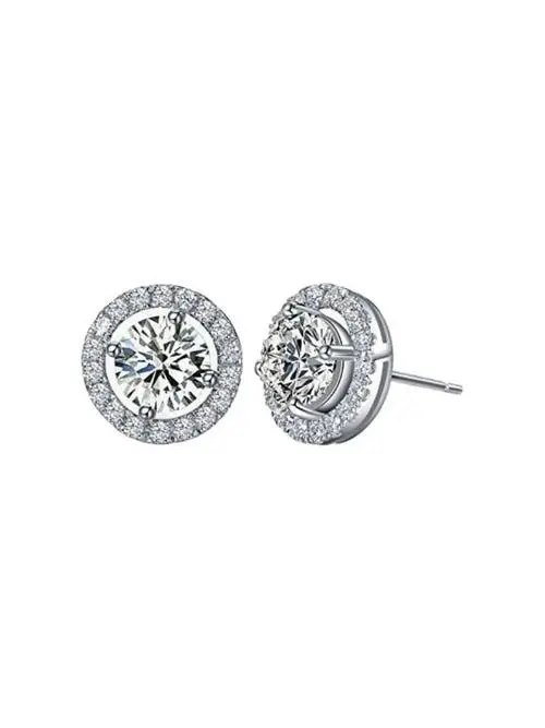 HOLLYWOOD SENSATION Cubic Zirconia Stud Earrings - Silver