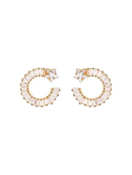 DLORIA Hollywood Sensation Shooting Star Earrings With Zirconia - Gold