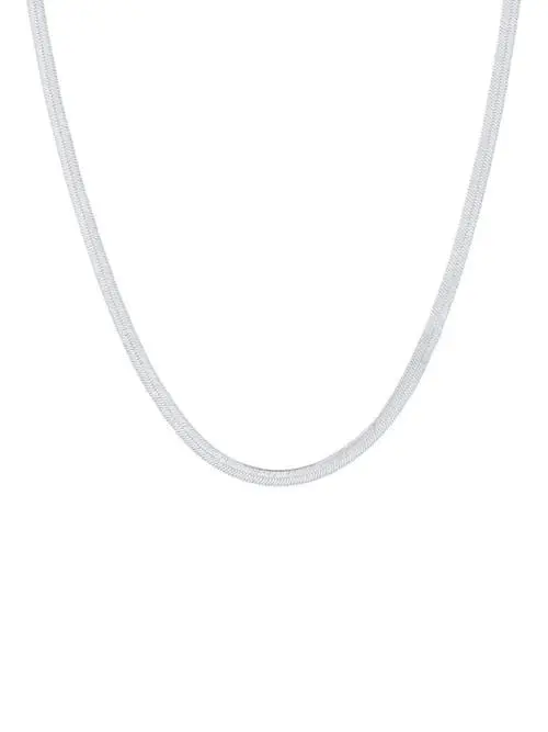 HOLLYWOOD SENSATION 18k White Gold Plated Snake Chain Necklace - Silver