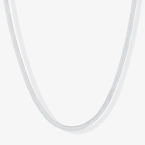 DLORIA Hollywood Sensation 18k White Gold Plated Snake Chain Necklace - Silver