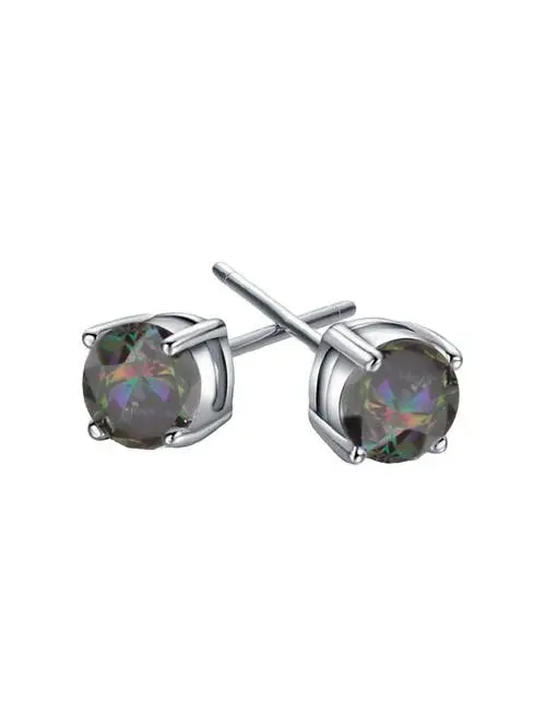HOLLYWOOD SENSATION Half Carat Round Cut Topaz Stud Earrings - Silver