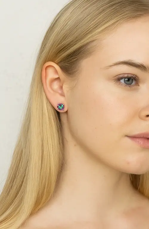 DLORIA Hollywood Sensation Half Carat Round Cut Topaz Stud Earrings