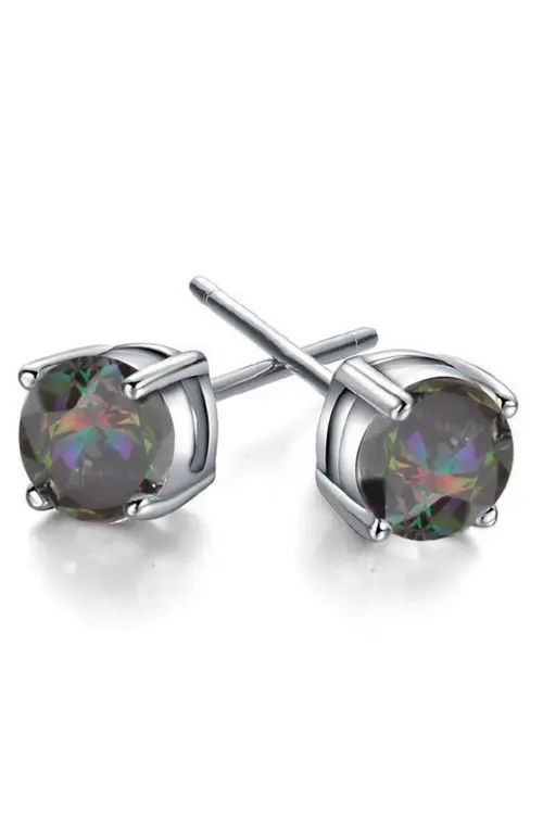 DLORIA Hollywood Sensation Half Carat Round Cut Topaz Stud Earrings