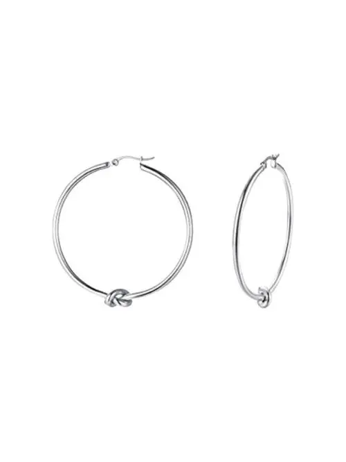 DLORIA Hollywood Sensation Knot Hoop Earrings - Silver