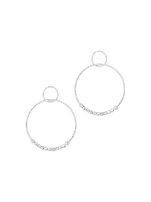 HOLLYWOOD SENSATION Hoop Dangle Earrings - Silver