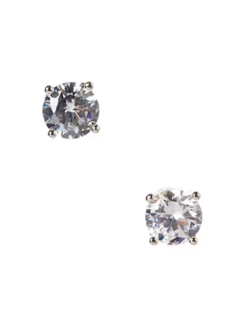 HOLLYWOOD SENSATION Crystal Stud Earrings - Silver
