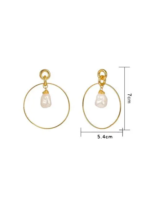 DLORIA Hollywood Sensation Drop Hoop Earrings With Simulated Pearl