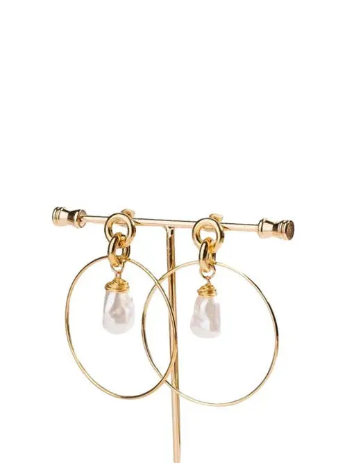 DLORIA Hollywood Sensation Drop Hoop Earrings With Simulated Pearl