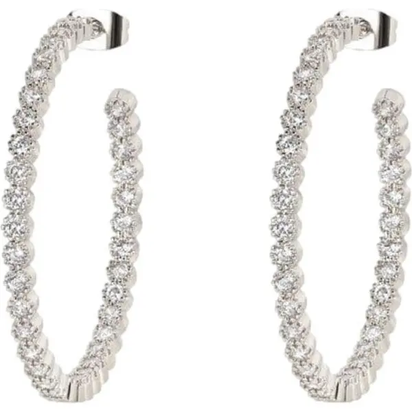 HOLLYWOOD SENSATION Cubic Zirconia Hoop Earrings - Silver