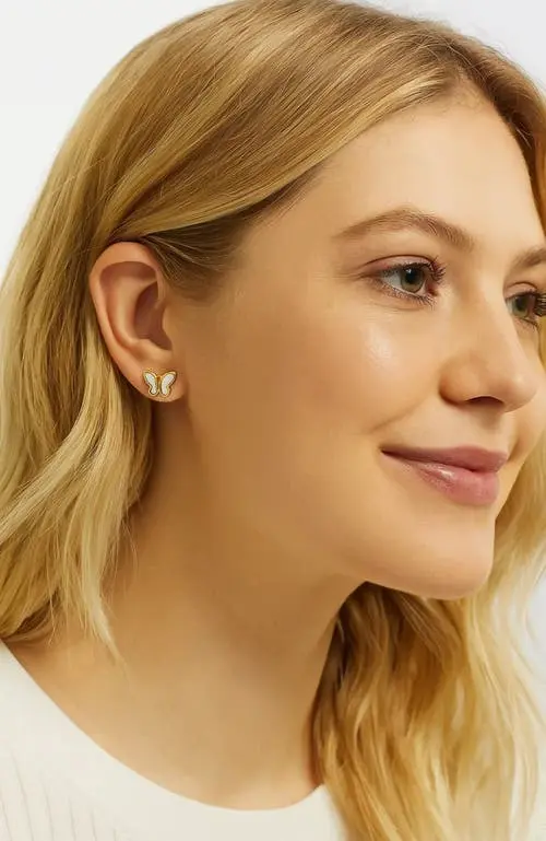 DLORIA Hollywood Sensation Butterfly Stud Earrings With Mother Of Pearl
