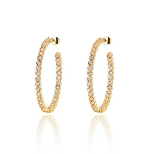 HOLLYWOOD SENSATION Crystal Hoop Earrings - Gold