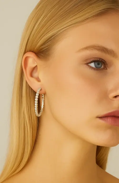 DLORIA Hollywood Sensation Crystal Hoop Earrings
