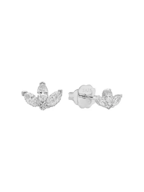 DLORIA Golden Blossom Stud Earrings - Silver