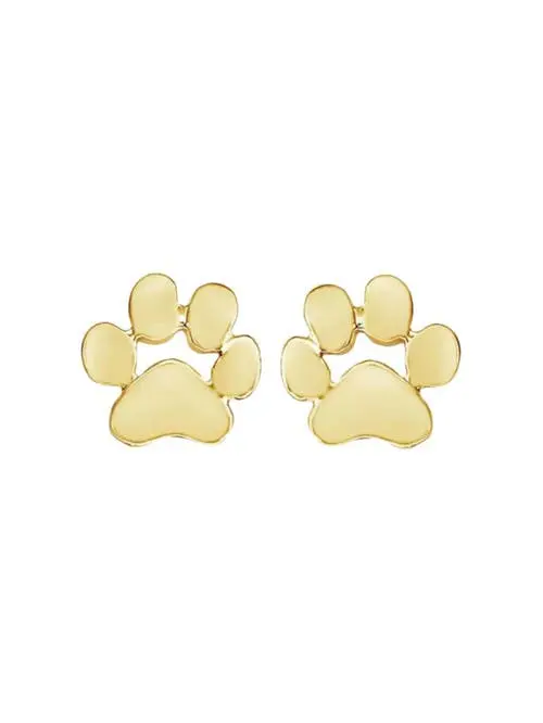 HOLLYWOOD SENSATION Paw Print Stud Earrings - Gold