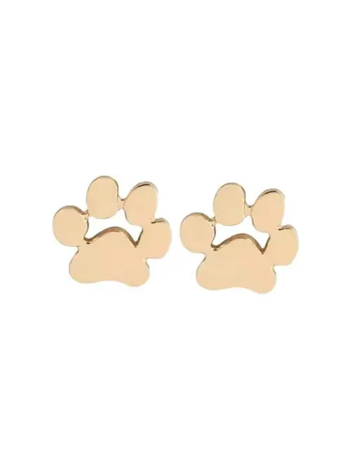 DLORIA Paw Print Stud Earrings - Gold