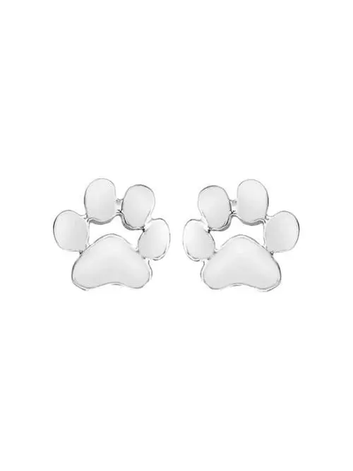 HOLLYWOOD SENSATION Paw Print Stud Earrings - Silver