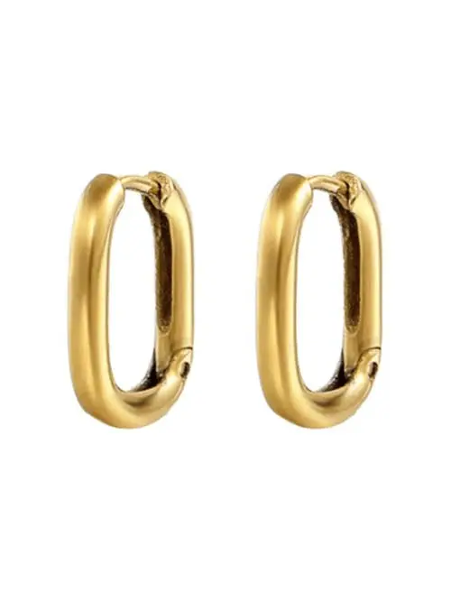 HOLLYWOOD SENSATION Lurienne Rectangle Hoop Earrings - Gold