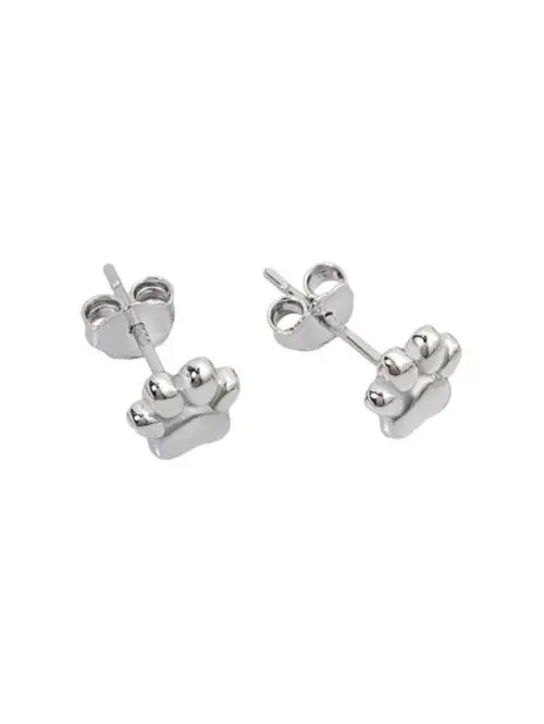 DLORIA Hollywood Sensation Paw Print Stud Earrings - Silver
