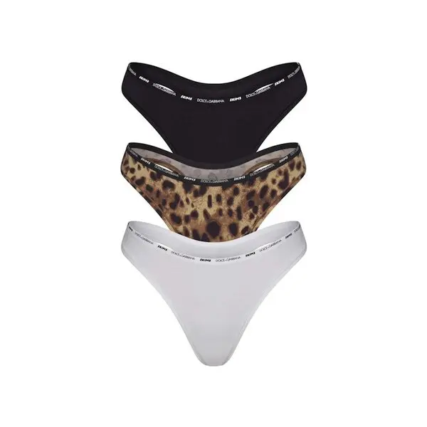 SKIMS X Dolce&gabbana Cotton Jersey Dipped Thong - Leopard