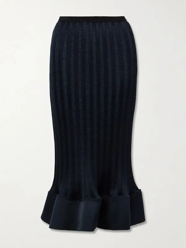 Simkhai Hollis Shirred Satin Midi Skirt