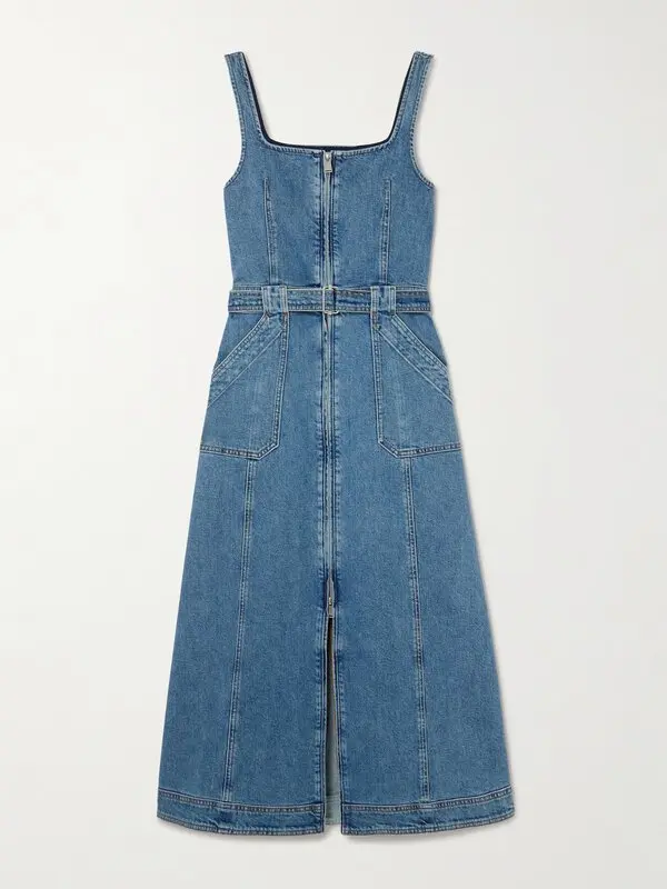 Simkhai Manson Belted Denim Midi Dress