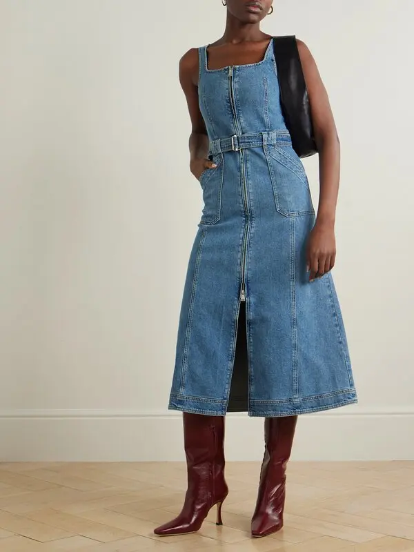 Simkhai Manson Belted Denim Midi Dress