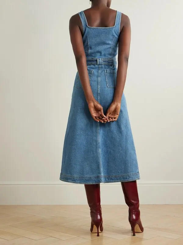 Simkhai Manson Belted Denim Midi Dress