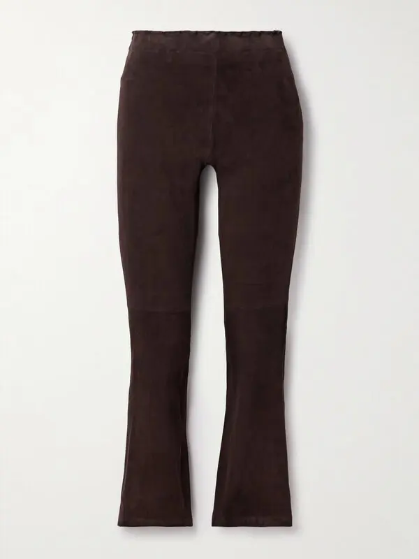 Stouls Jp Twenty Cropped Suede Flared Leggings - Brown