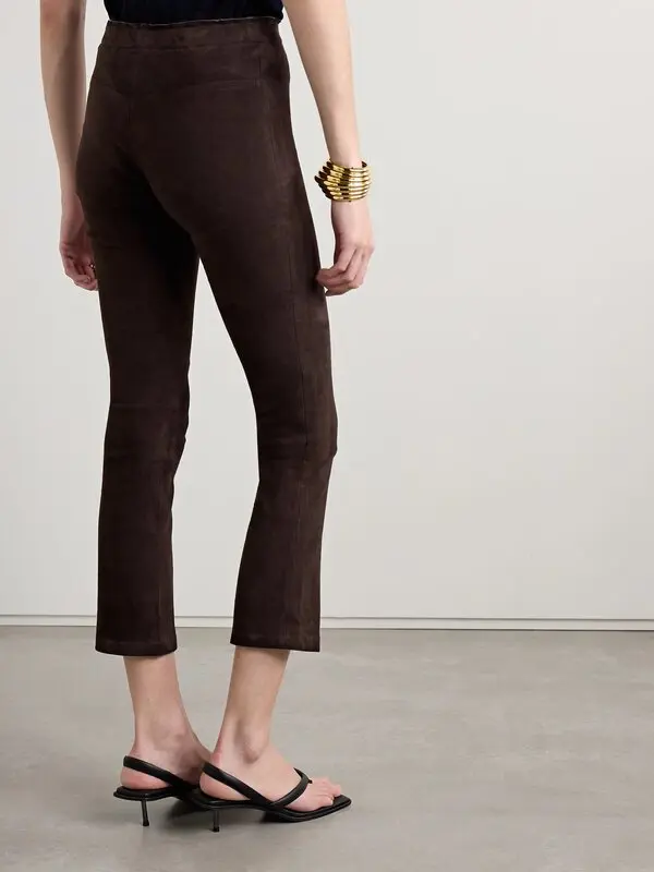 Stouls Jp Twenty Cropped Suede Flared Leggings - Brown