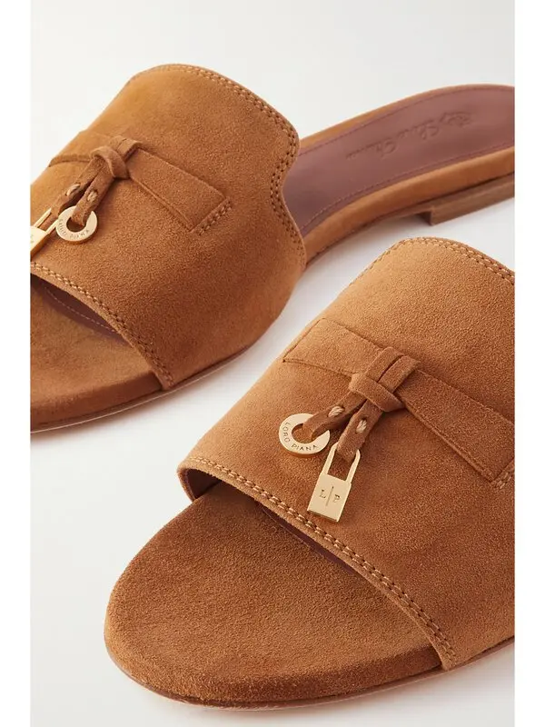Loro Piana Summer Charms Suede Slides