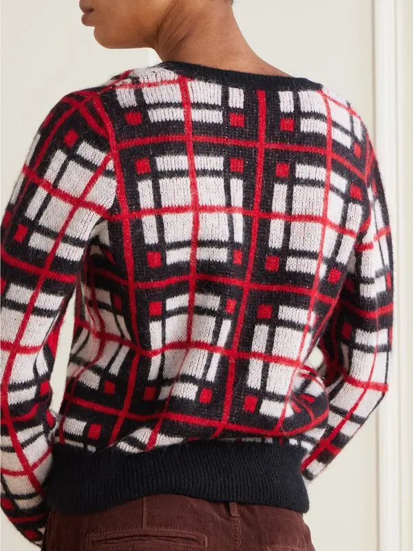 RE/DONE Embroidered Checked Jacquard-knit Sweater