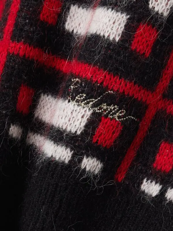 RE/DONE Embroidered Checked Jacquard-knit Sweater