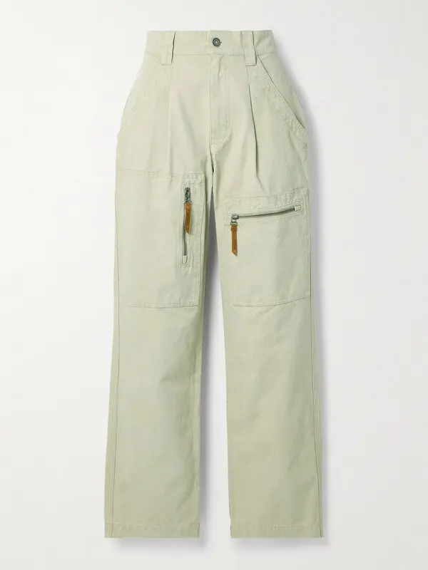 MARANT ETOILE Kanna Pleated Cotton-canvas Cargo Pants - Neutrals
