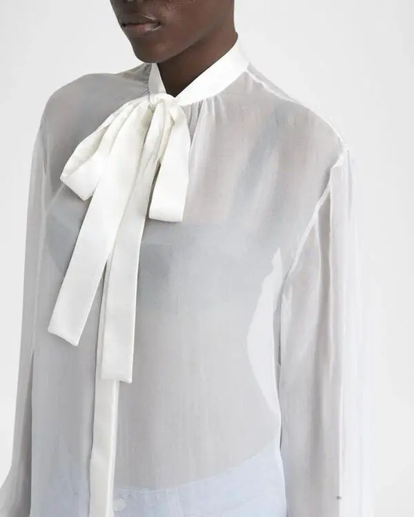 Dolce & Gabbana Chiffon Button-down Blouse With Tie Neck - White