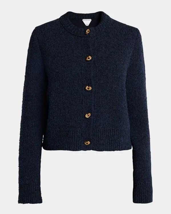 Bottega Veneta Knot-button Boucle Knit Cardigan - 2151 Oxblo