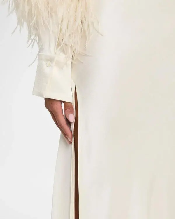 Lapointe Satin Bias Slit Midi Skirt - Cream
