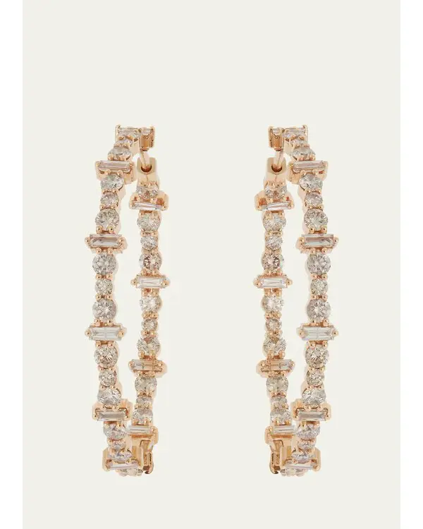 Ileana Makri Champagne Diamond Hoop Earrings - Gold