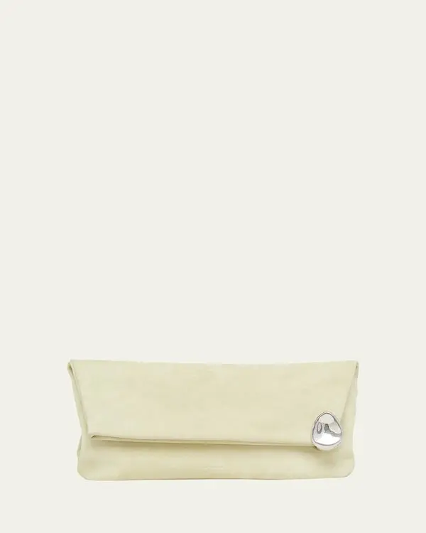 Jil Sander Jewel Zip Leather Pochette Ecru Editorialist