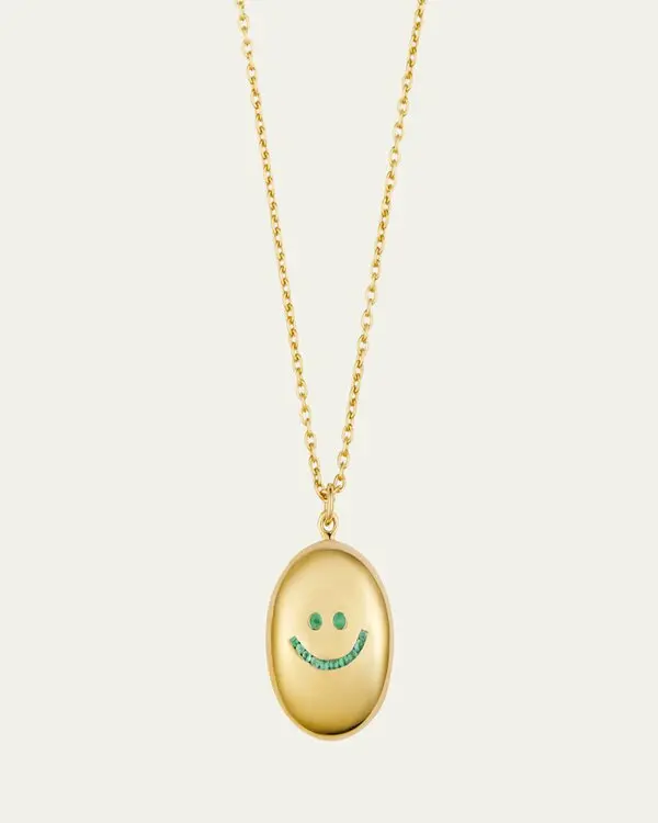 PATTARAPHAN 14k Yellow Gold Gem Yim Emerald Locket Necklace