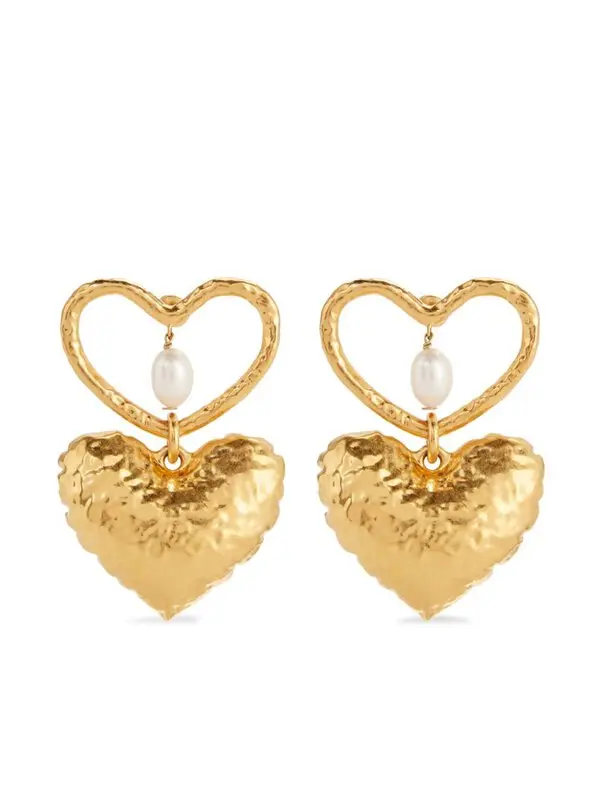 Nina Ricci Double Heart Earrings - Gold