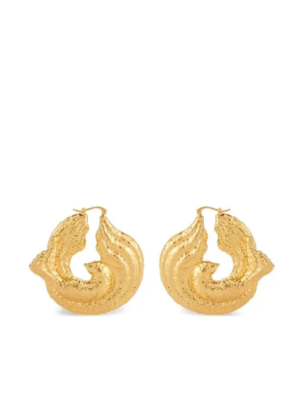 Nina Ricci Twisted Brass Hoop Earrings - Gold