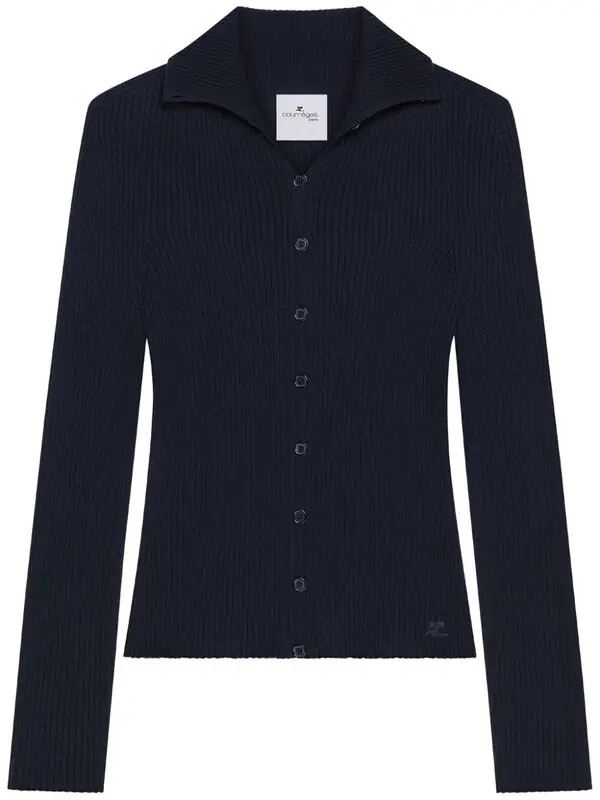COURREGES Fine-ribbed Cardigan - Blue