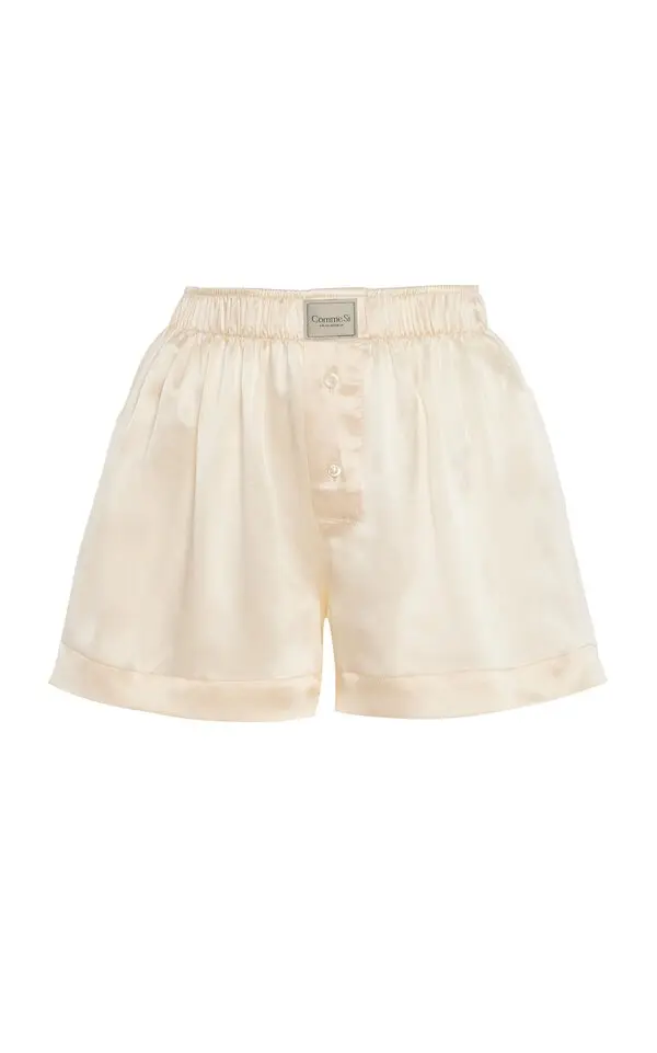 Comme Si Classica Silk Charmeuse Boxer Shorts - Ivory