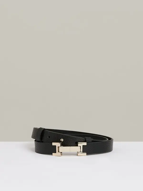 REISS Hayley Leather Belt - Black